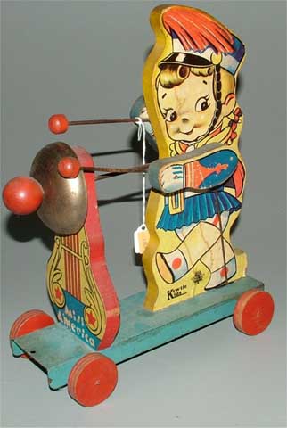 Gong Bell Kewtie Kid Pull Toy - Antique Toys Library