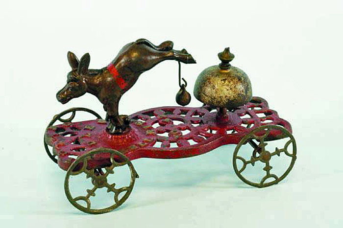 Gong Bell Co. Kicking Mule Bell Toy No. 42 - Antique Toys Library