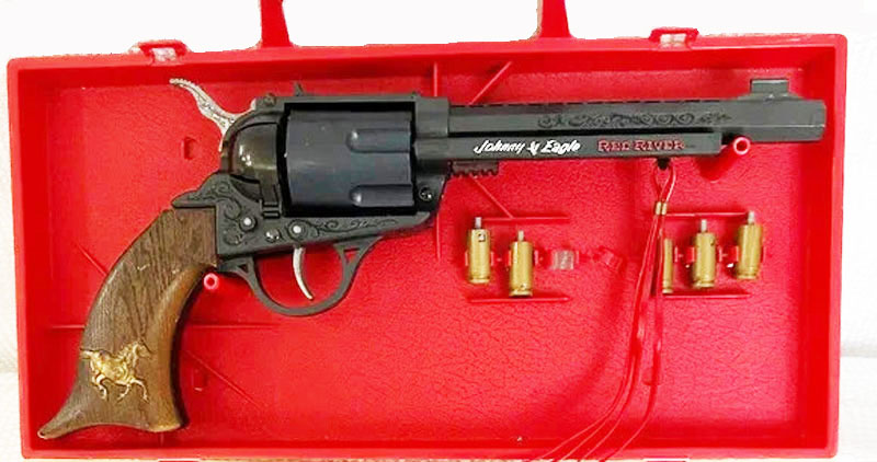 Topper Johnny Eagle Red River Bullet Firing Pistol - Antique Toys Library