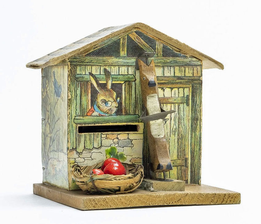 Kilgore Rabbit Cottage Bank - Antique Toys Library