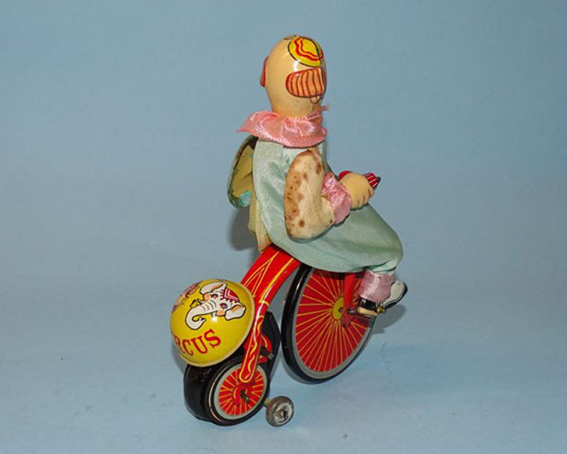 TPS Tokyo Plaything Shokai Circus Clown Cyclist - Antique Toys Library