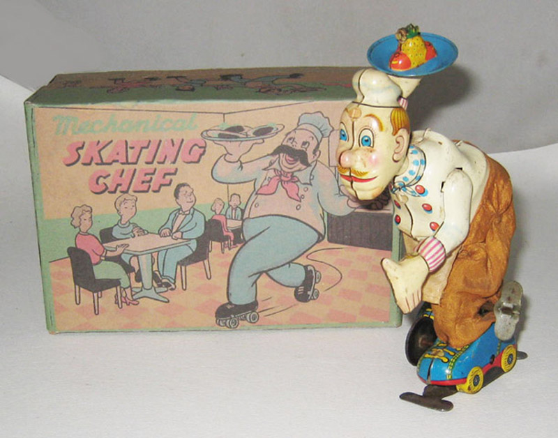 TPS Tokyo Plaything Shokai Skating Chef on Skates - Antique Toys Library